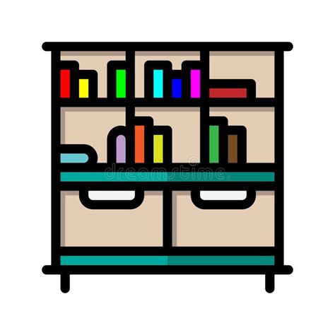 Bookshelf Lineal Icon Library Cupboard Furniture Bookcase Flat Icons Suitable For Websites