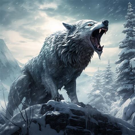 Premium Photo A Wolf Roaring In Winter Background
