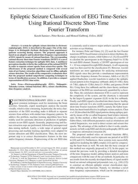 Pdf Epileptic Seizure Classification Of Eeg Time Series Using Rational Discrete Short Time