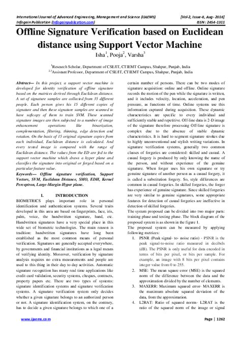 Pdf Offline Signature Verification Based On Euclidean Distance Using Support Vector Machine