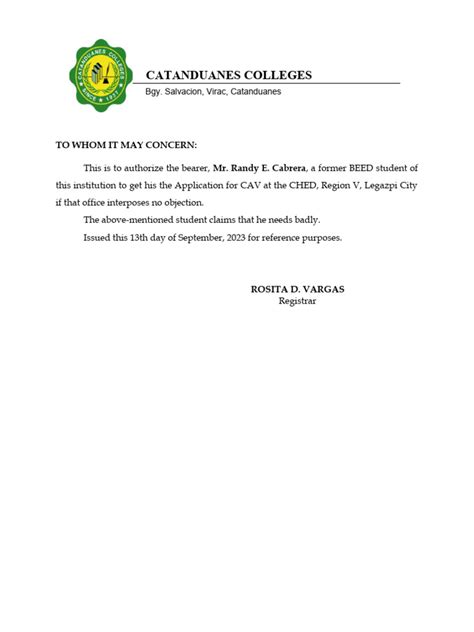 Authorization For Cav Pdf