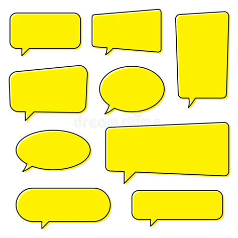 Chat Bubble In Yellow Quote Background Speech Bubble Message Box Set Stock Illustration