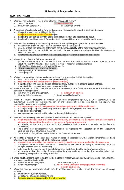 Substantive Test Testbank About Substantive Testing Audit Theory University Of San Studocu