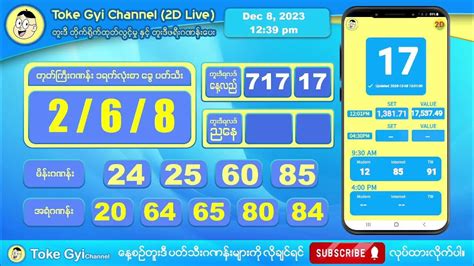 8 12 2023 မြန်မာတူးဒီ နေလည်ပိုင်းတိုက်ရိုက်ထုတ်လွင့်မှု 2d 2dliveresults 2d3dlive
