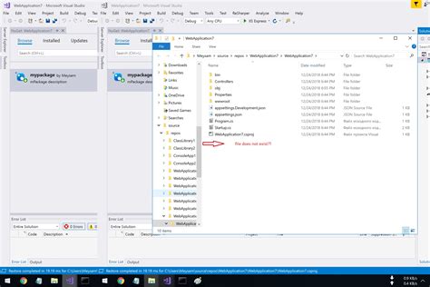 Visual Studio Cannot Copy Folder With Nuget Package In Net Core