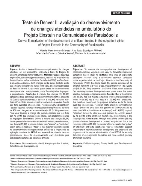 Artigo 6 Clmclds Artigo Original Teste De Denver Ii Avaliação Do Desenvolvimento De