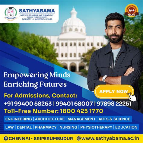 Admissions Sathyabama Institute Of Science And Technology Deemed To