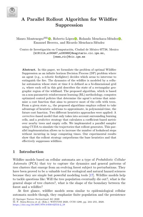 pdf a parallel rollout algorithm for wildfire suppression