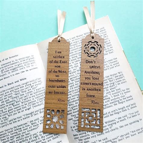 Wooden Bookmark With Inspirational Rumi Quote Engraved Inspirational
