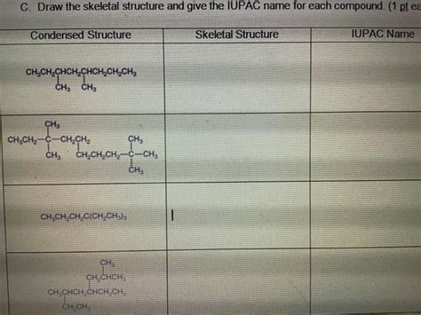 Solved Draw The Skeletal Structure And Give The Iupac Name