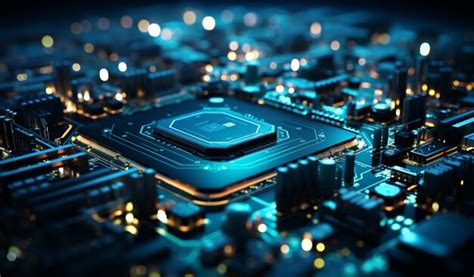 Premium AI Image A Close Up Of A Computer Chip On A City At Night Generative Ai