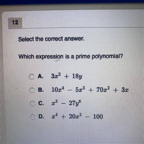 [FREE] What expression is a prime polynomial? - brainly.com
