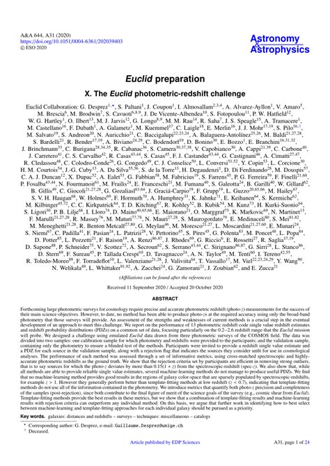 Pdf Euclid Preparation X The Euclid Photometric Redshift Challenge