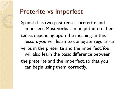 Preterite Vs Imperfect