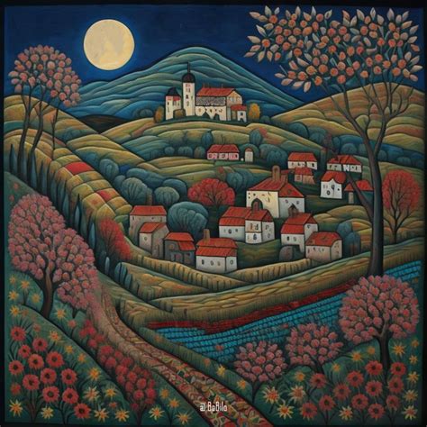 Explore Whimsical Rural Landscapes Naive Art By Bobiloart Pic 13 Landscape Art Naive Art