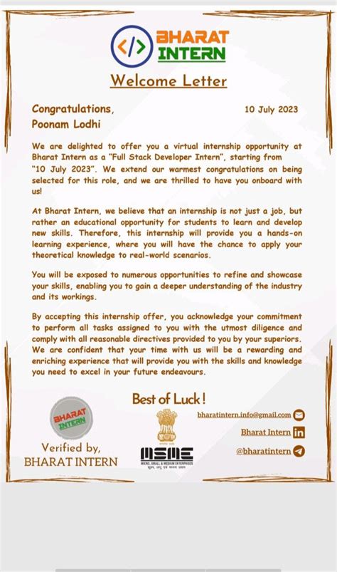 poonam lodhi on linkedin bharatintern bharatintern internship
