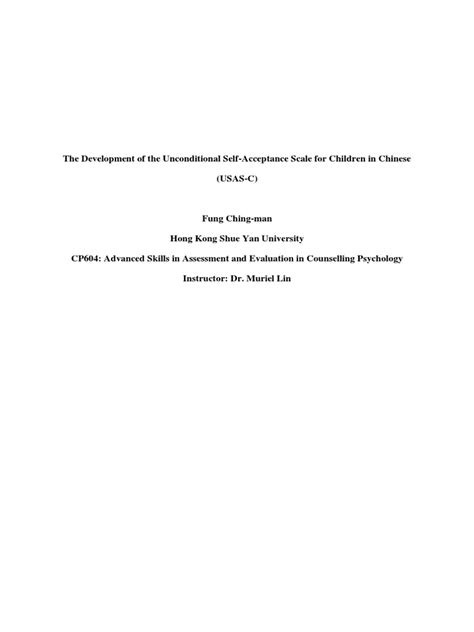 Self Acceptance Scale V3 Pdf Self Esteem Rational Emotive