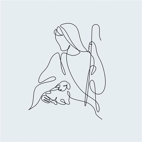 Dibujo De Línea Continua De Estilo Lineal De Jesucristo Y Escena