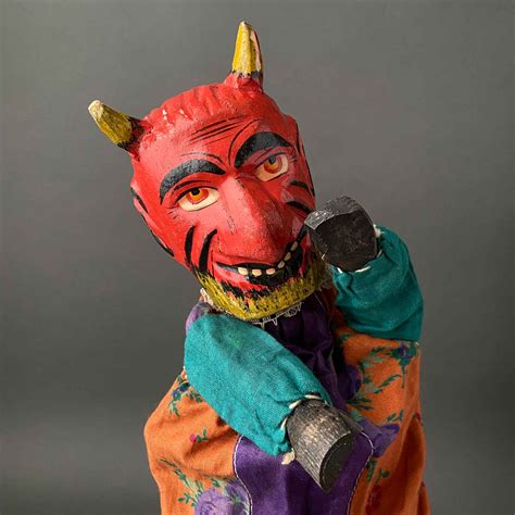 Large Devil Hand Puppet ~ Early 1900s Punch And Judy Rare Sku P21