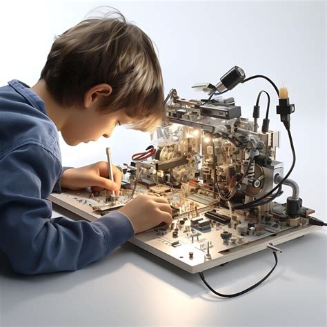 Premium Ai Image 3d Render Of A Young Inventor Tinkering With Circu Creative Concept Digital