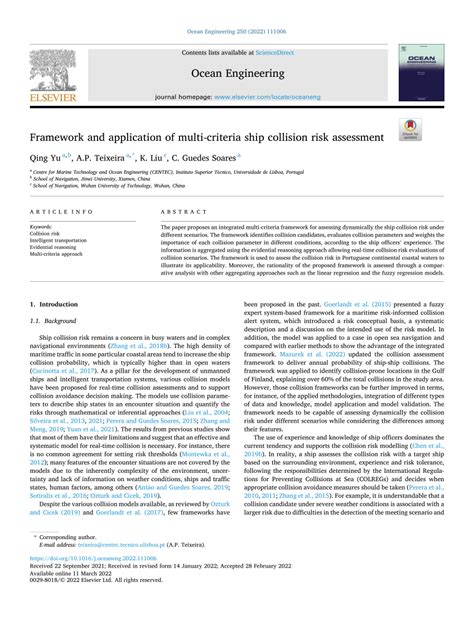 Pdf Framework And Application Of Multi Criteria Ship Collision Risk