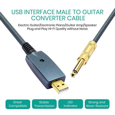 Usb Guitar Kabel Interface Male Naar 6.35 Mm Jack ... – Grandado