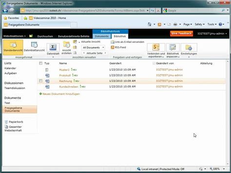 Sharepoint 2010 Dokumentenbibliothek Youtube