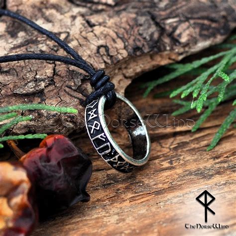 Viking Necklace Runes Ring Viking Pendant Norse Rune Necklace