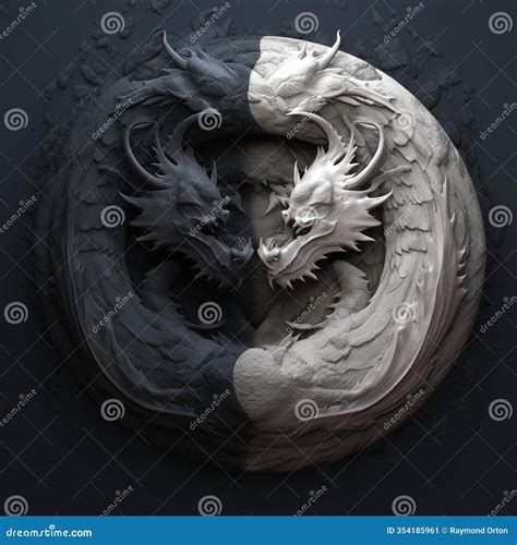 Yin Yang Dragon Symbolism In Chinese Art Stock Illustration