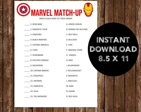 Printable Marvel Trivia, Printable Avengers Trivia, Avengers Birthday Party Game, Avengers ...