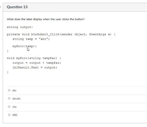 Question 1 What Does The Label Display When The User