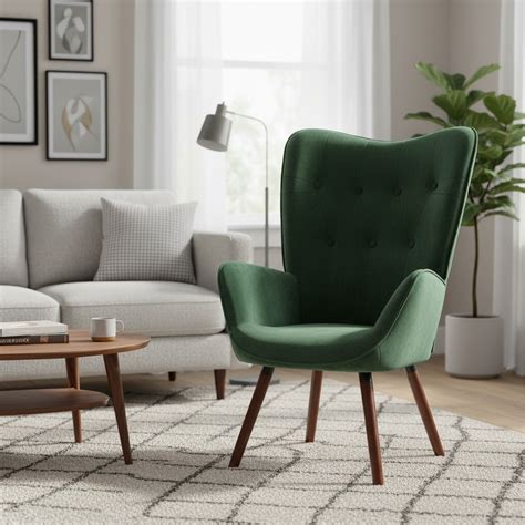 Jack Wills Velvet Accent Chair With Arms Green Wingback Armchair With