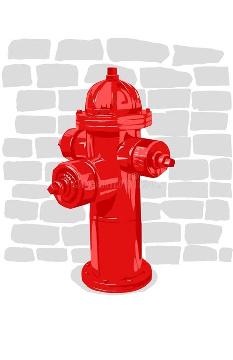 Red Hydrant Object With Grey Wall Background Stock Illustration Illustration Of Drawing
