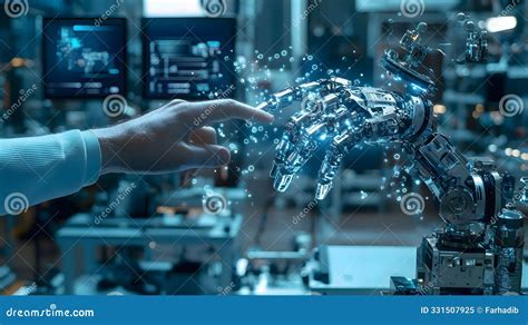Human And Robotic Hands Reaching Out To Touch Stock Illustration Illustration Of Innovation