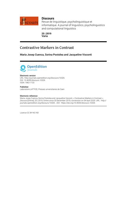 Pdf Contrastive Markers In Contrast