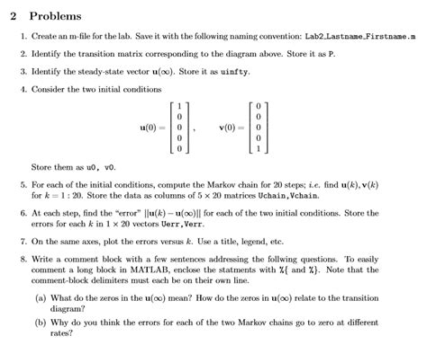 1 Markov State Transition Diagram Consider The