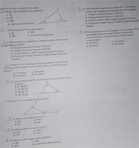 Solved 6 8 Refer To Δsaw At The Right 14 What Theorem Supports