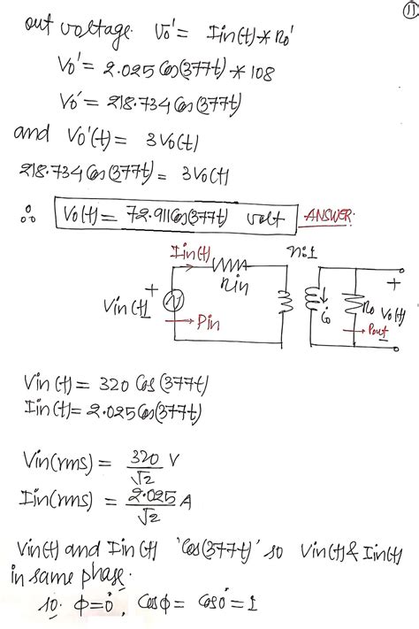 Solved Determine The Secondary Voltage V O The Secondary Voltage V