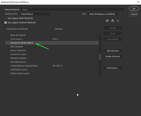 shortcut for converting to smart objects adobe community 14173309
