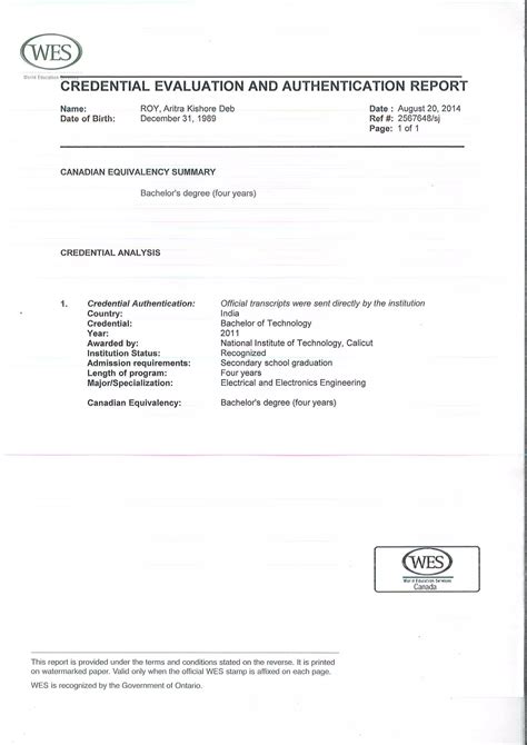 Wes Certificate Pdf