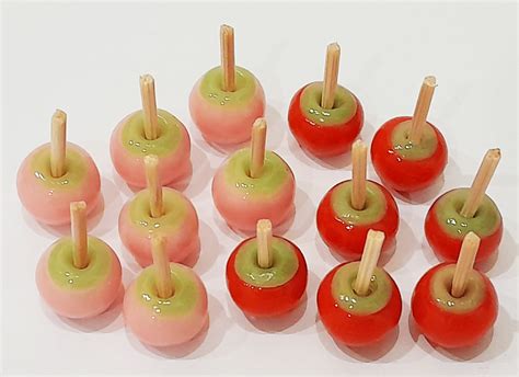 Dollhouse Miniature Mixed Pink And Red Candy Apples Doll Mini Tiny