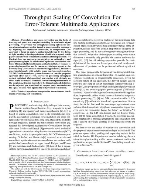 Pdf Throughput Scaling Of Convolution For Error Tolerant Multimedia Applications Dokumen Tips