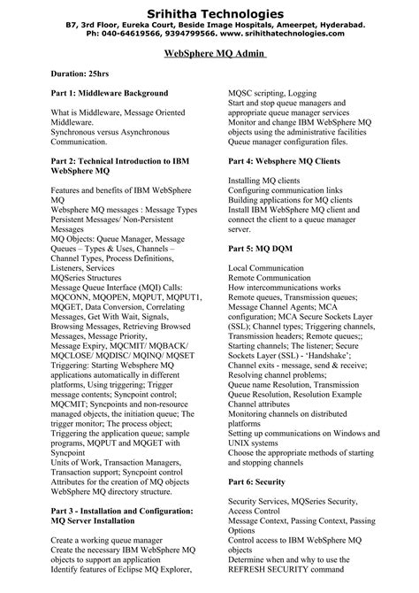 Websphere Mq Admin Classroom Training Pdf
