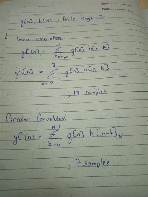 discrete signals express circular convolution in terms of linear