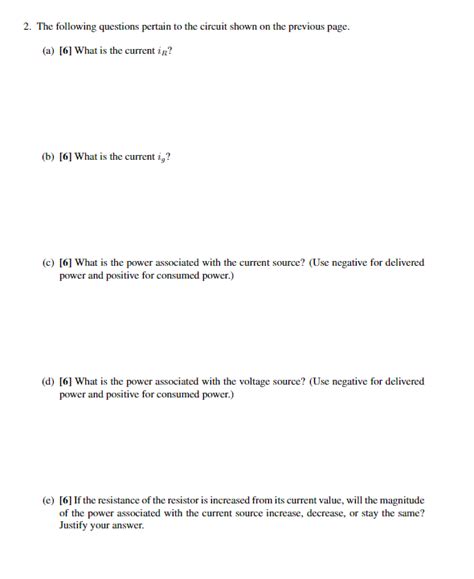 Solved 2 The Following Questions Pertain To The Circuit