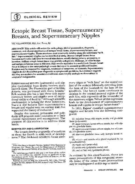 Pdf Ectopic Breast Tissue Supernumerary Breasts And Supernumerary