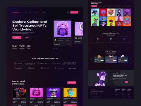 NFT Artwork Marketplace Landing Page Design Dark Mode By Glory Chukwuka On Dribbble