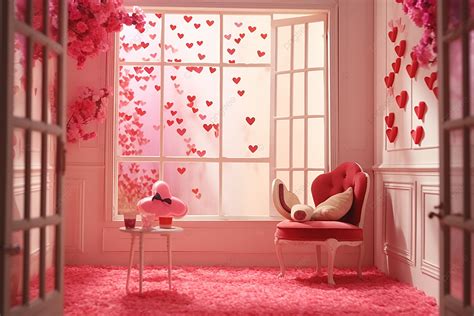 Cute Serene Valentines Day Setting Featuring An Overflow Of Red Hearts