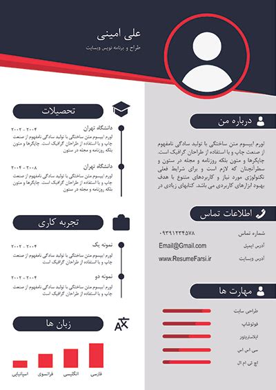 طراحی رزومه کاری اختصاصی و حرفه ای رزومه فارسی
