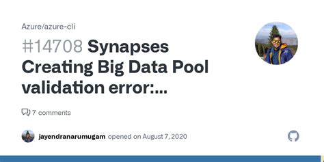 Synapses Creating Big Data Pool Validation Error Parameter